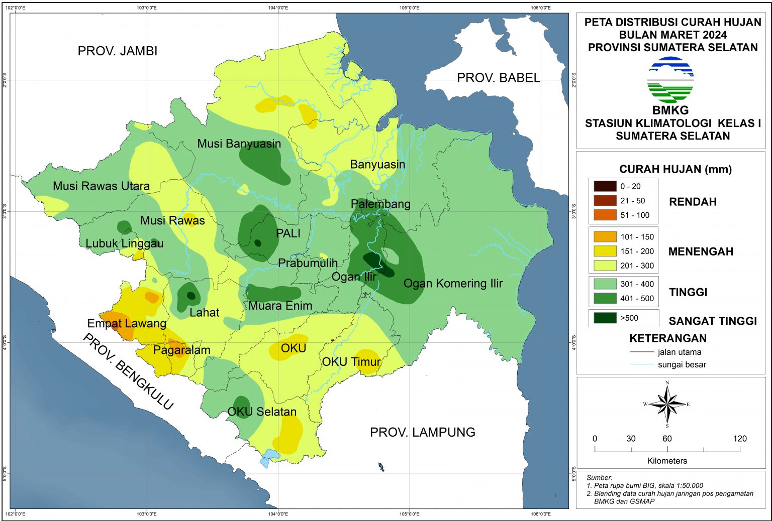 Distribusi Curah Hujan Bulan Maret Tahun 2024 – Stasiun Klimatologi ...