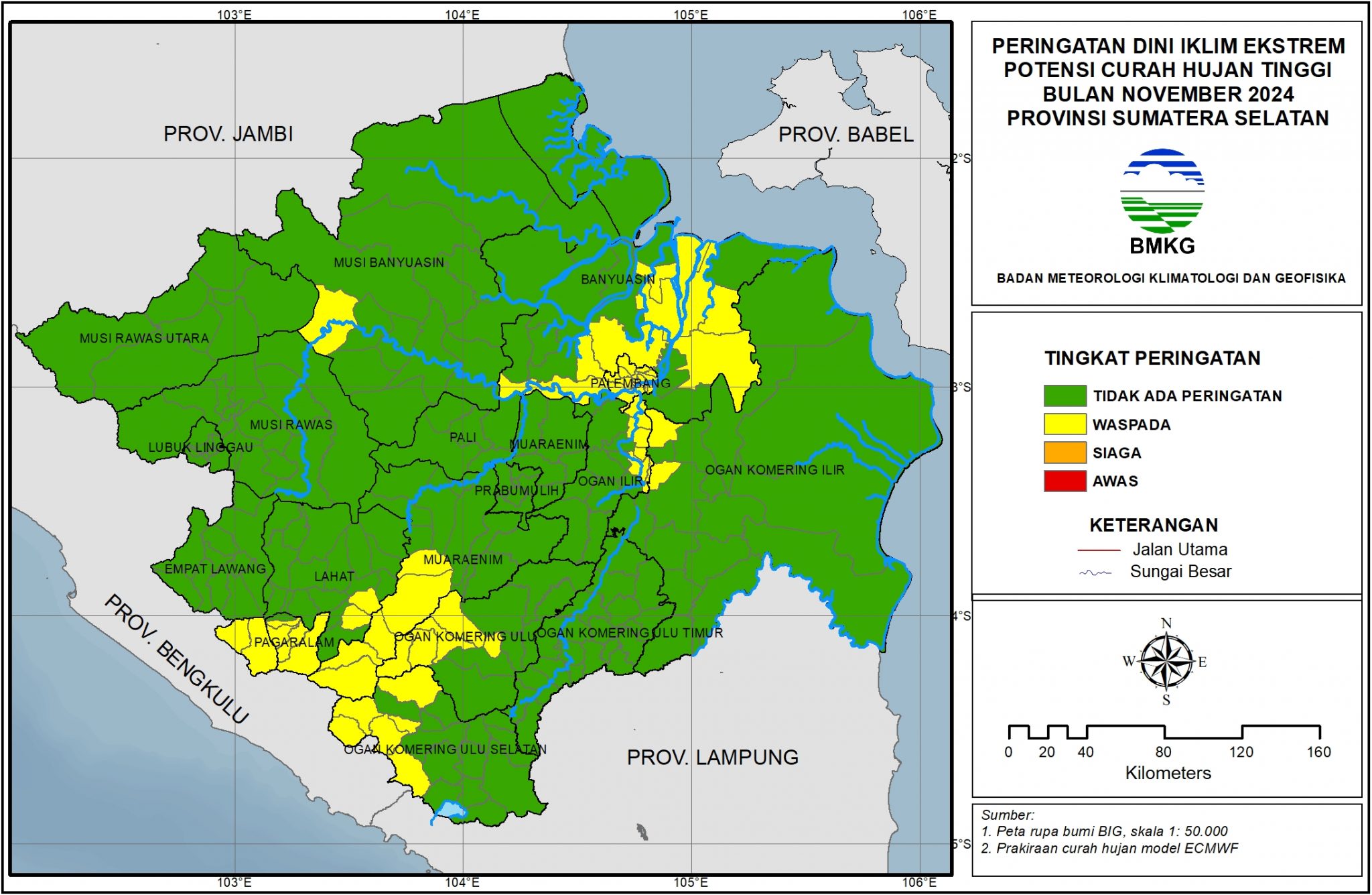 Potensi Curah Hujan Tinggi Bulan November 2024 – Stasiun Klimatologi Sumatera Selatan