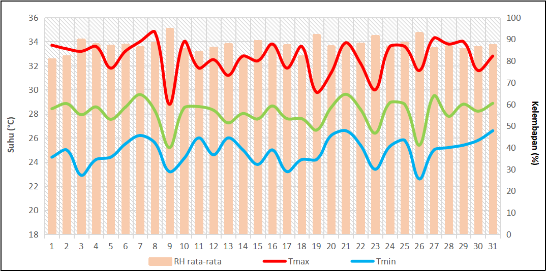 Analisis Suhu Udara dan Kelembapan Relatif Bulan Mei 2025 – Stasiun Klimatologi Sumatera Selatan